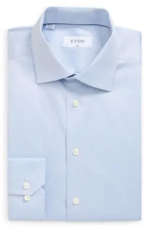 Eton Slim Fit Cotton Twill Dress Shirt Bluednu