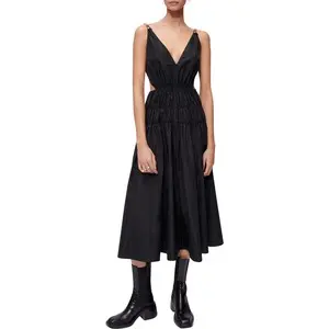 Maje Rope Strap Shirred Cutout Dress