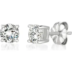 CRISLU Cubic Zirconia Stud Earrings - Platinum