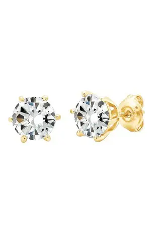 CRISLU Cubic Zirconia Stud Earrings - 18kt Yellow Gold