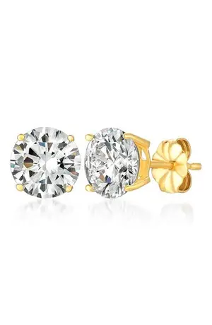 CRISLU Cubic Zirconia Stud Earrings - 18kt Yellow Gold