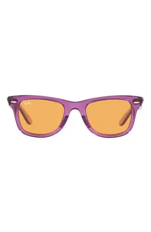 Ray-ban 52mm Square Sunglasses - Transparent Violet / Orange