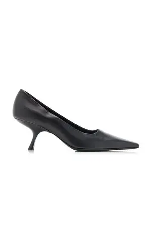 THE ROW Leather Kitten Pumps - Black
