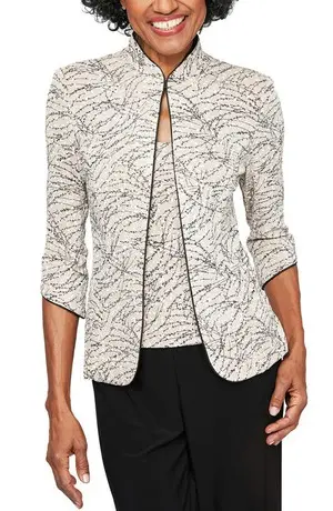 Alex Evenings Foiled Print Twinset - Beige
