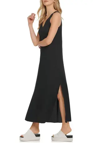 Dkny Sleeveless Linen Maxi Dress - Black