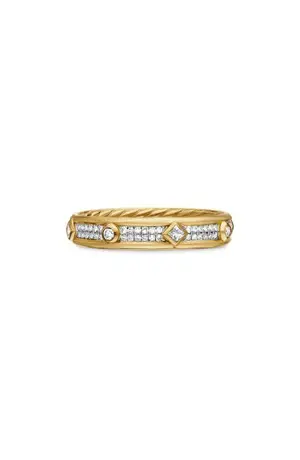 David Yurman Modern Renaissance Diamond Band Ring - 18k Yellow Gold