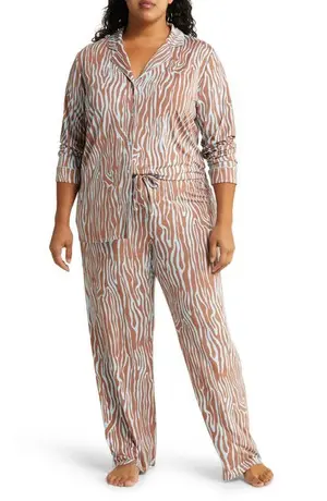 Nordstrom Moonlight Eco Knit Pajamas Blue Falls Zebra