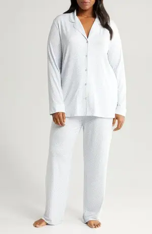 Nordstrom Moonlight Eco Knit Pajamas Blue Feather Hatch Dot