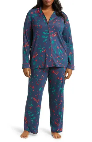 Nordstrom Moonlight Eco Knit Pajamas Navy Winterberries