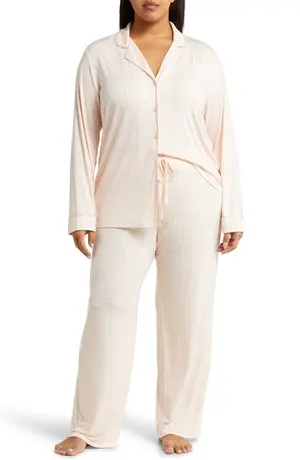Nordstrom Moonlight Eco Knit Pajamas Pink Seashell Becca Gingham