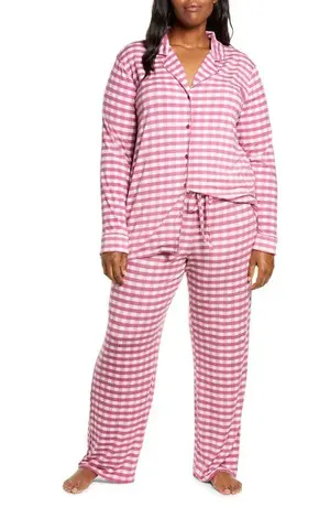 Nordstrom Moonlight Eco Knit Pajamas Purple Mellow Gingham