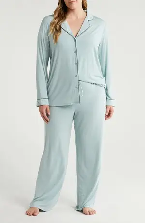 Nordstrom Moonlight Eco Knit Pajamas Teal Mist