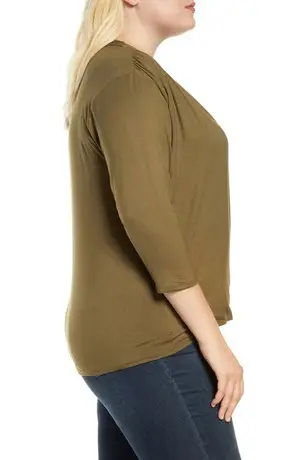 Loveappella Drape Front Top - Olive