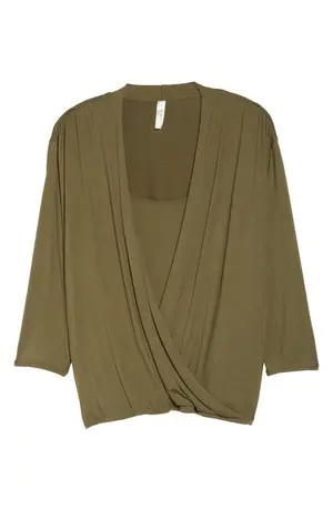 Loveappella Drape Front Top - Olive