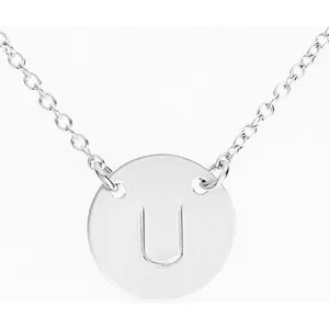 NASHELLE Sterling Silver Initial Disc Necklace - Sterling Silver U