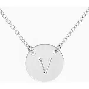 NASHELLE Sterling Silver Initial Disc Necklace - Sterling Silver V