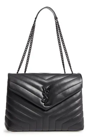 Saint Laurent Loulou Matelassé Leather Shoulder Bag - Noir
