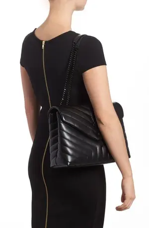 Saint Laurent Loulou Matelassé Leather Shoulder Bag - Noir