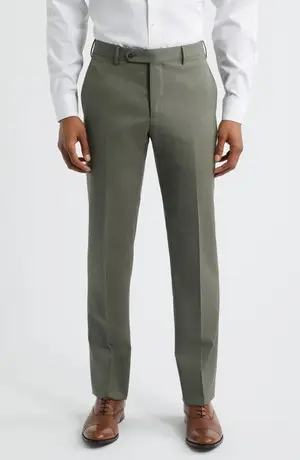 Zanella Parker Stretch Wool Trousers - Olive