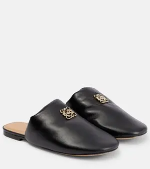 Loewe Anagram Leather Slippers