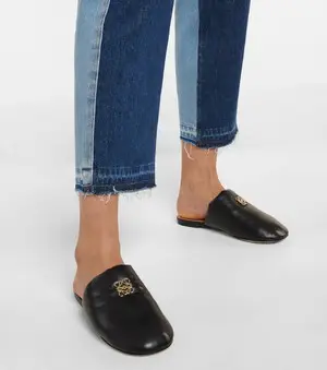 Loewe Anagram Leather Slippers