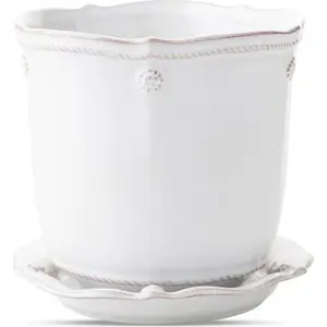 JULISKA Berry & Thread Planter With Saucer - Whitewash