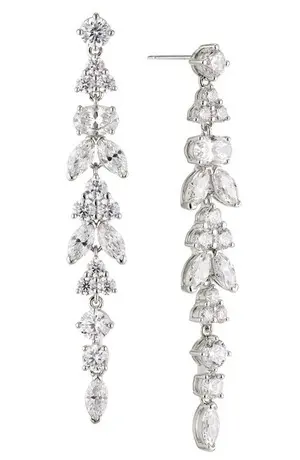 Nadri Prima Linear Drop Earrings - Rhodium