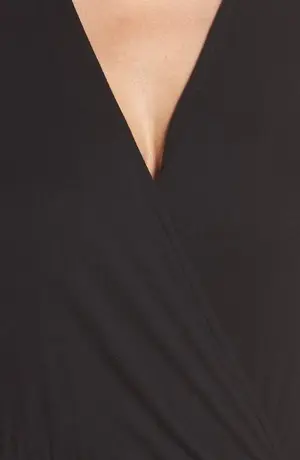 Loveappella Short Sleeve Wrap Top Jumpsuit - Black