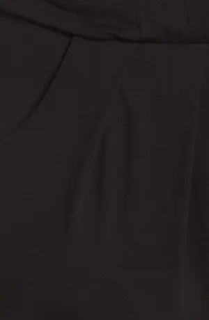 Loveappella Short Sleeve Wrap Top Jumpsuit - Black