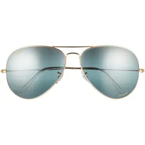 Ray-ban 62mm Polarized Oversized Aviator Sunglasses - Dark Blue