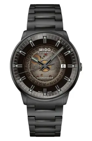 MIDO Commander Gradient Skeletal Automatic Bracelet Watch - Silver/black