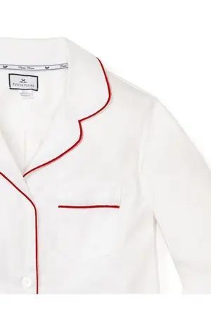 PETITE PLUME Classic Cotton Woven Twill Pajamas - White