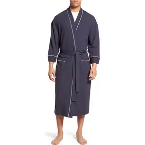 Majestic International Waffle Knit Robe - Navy