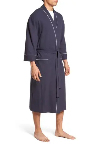 Majestic International Waffle Knit Robe - Navy
