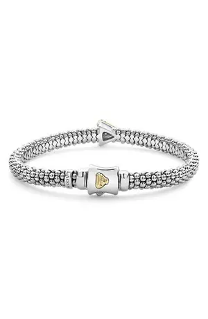 Lagos Sterling Silver Diamond Pyramid Caviar Bracelet