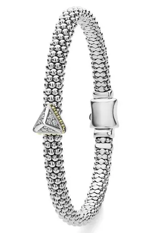 Lagos Sterling Silver Diamond Pyramid Caviar Bracelet
