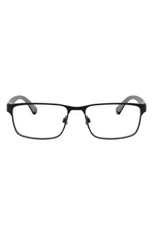 Emporio Armani 54mm Rectangular Eyeglasses Matte Black
