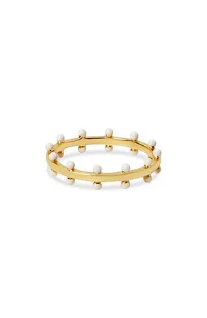 Argento Vivo Beaded Band Ring - Gold/white