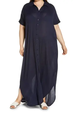Elan Button-down Maxi Cover-up Dress