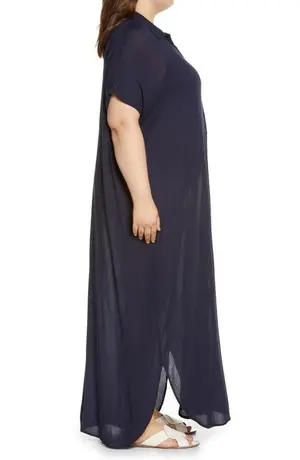 Elan Button-down Maxi Cover-up Dress
