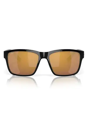 COSTA DEL MAR Polarized Square Sunglasses - Black Gold