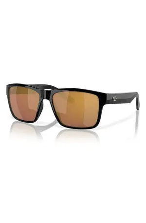 COSTA DEL MAR Polarized Square Sunglasses - Black Gold