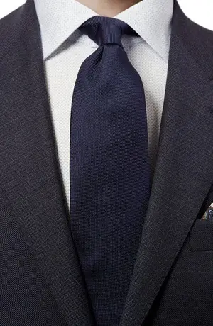Eton Solid Silk Neck Tie - Navy