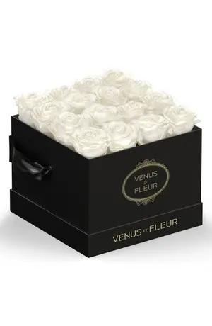 Venus Et Fleur Classic Small Square Eternity Roses - Pure White