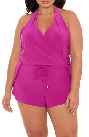 MAGICSUIT® Bianca One-piece Romper Swimsuit - Hibiscus Pink