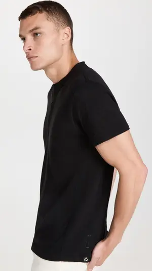 Rag & Bone Classic Short Sleeve Henley - Jet Black
