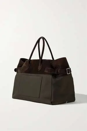 THE ROW Margaux 17 Inside Out Buckled Suede-trimmed Canvas Tote