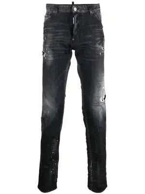 Dsquared2 Faded Distressed Slim-fit Jeans - Black
