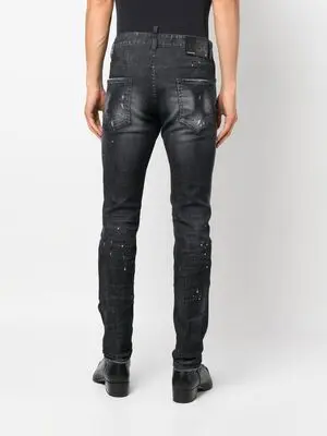 Dsquared2 Faded Distressed Slim-fit Jeans - Black