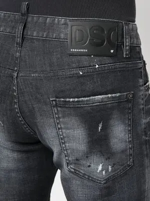 Dsquared2 Faded Distressed Slim-fit Jeans - Black